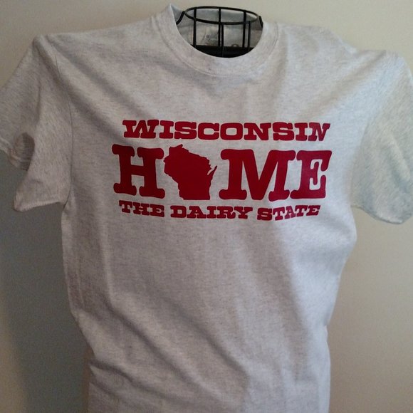 Tops | Custommade Wisconsin Home Unisex Tshirts Gray With Red Lettering ...